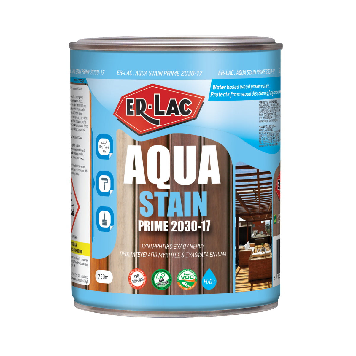ErLac Aqua Stain Prime 2030-17 Μυκητοκτόνο Εντομοκτόνο Ξύλου 750ml ...